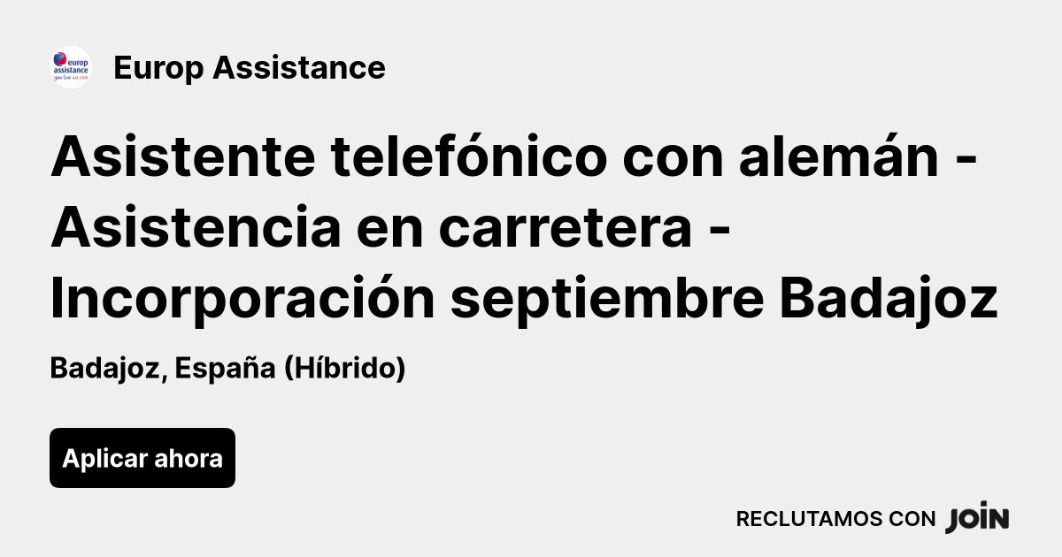 Europ Assistance (Badajoz): Asistente telefónico con alemán ...