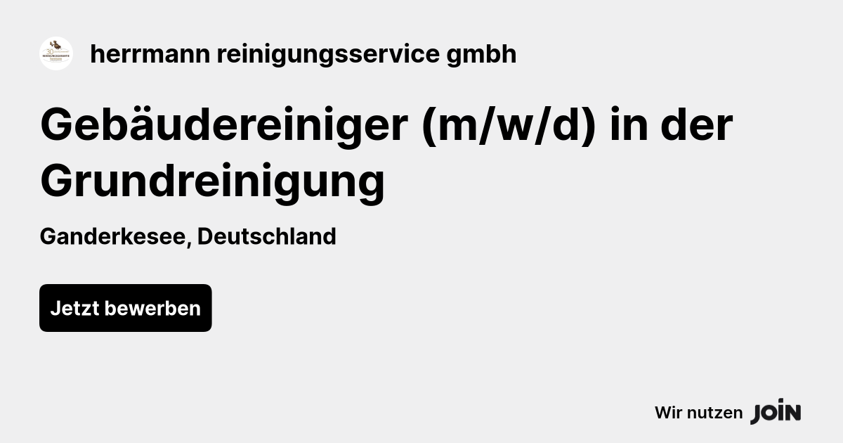 herrmann reinigungsservice (Ganderkesee): Gebäudereiniger (m/w/d) in ...