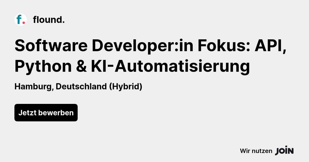 flound. (Hamburg): Software Developer:in Fokus: API, Python & KI ...