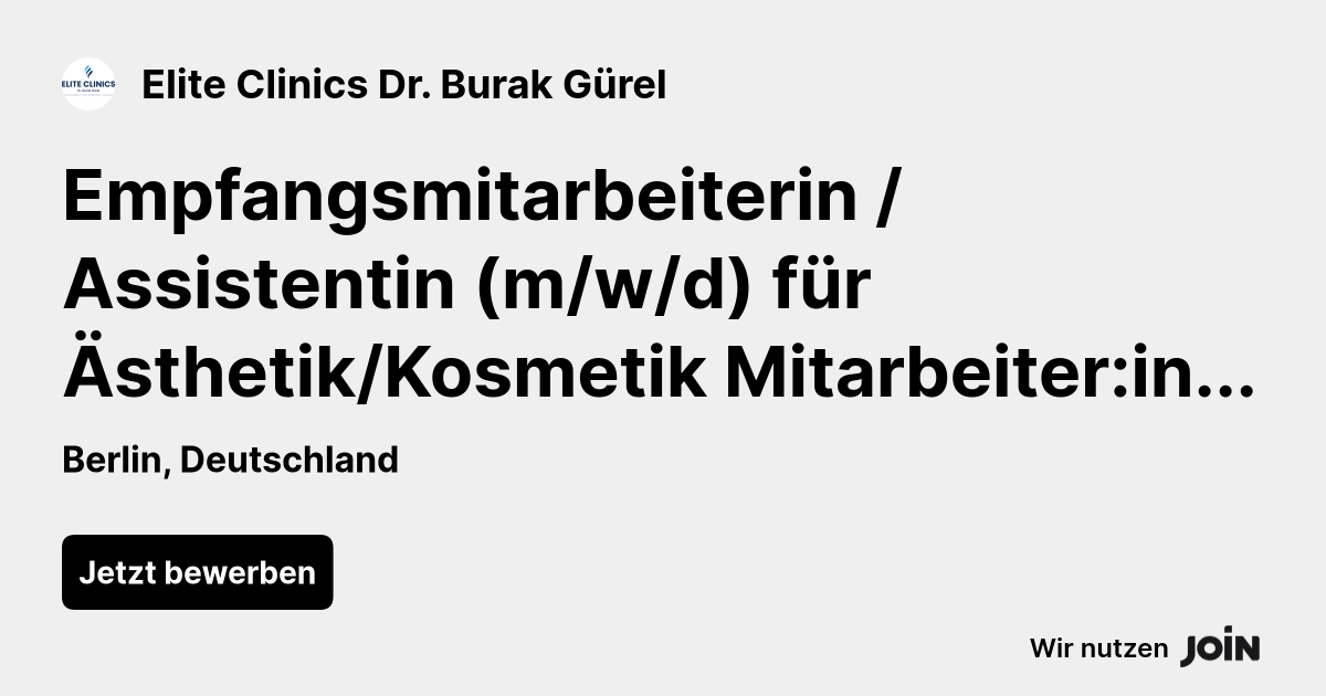 Elite Clinics Dr. Burak Gürel (Berlin): Empfangsmitarbeiterin ...