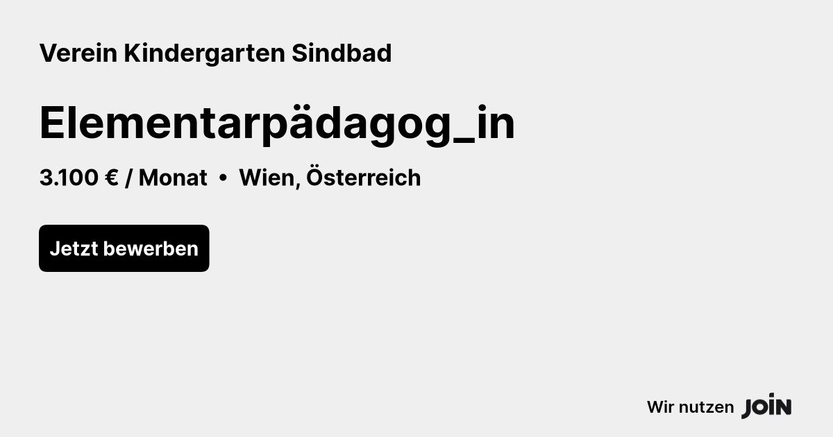 Verein Kindergarten Sindbad (Wien): Elementarpädagog_in