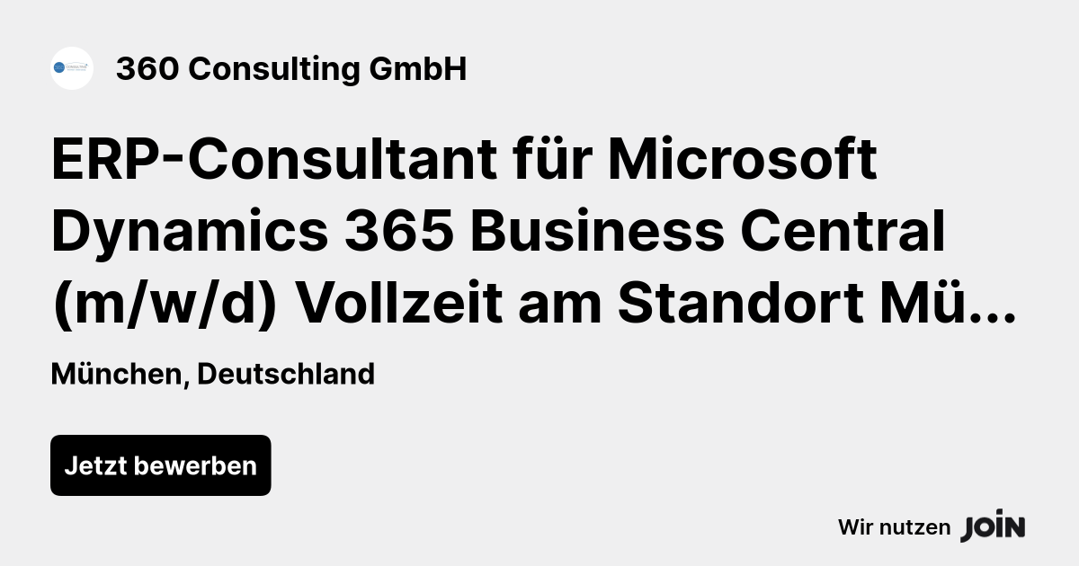 360 Consulting (München): ERP-Consultant für Microsoft Dynamics 365 ...