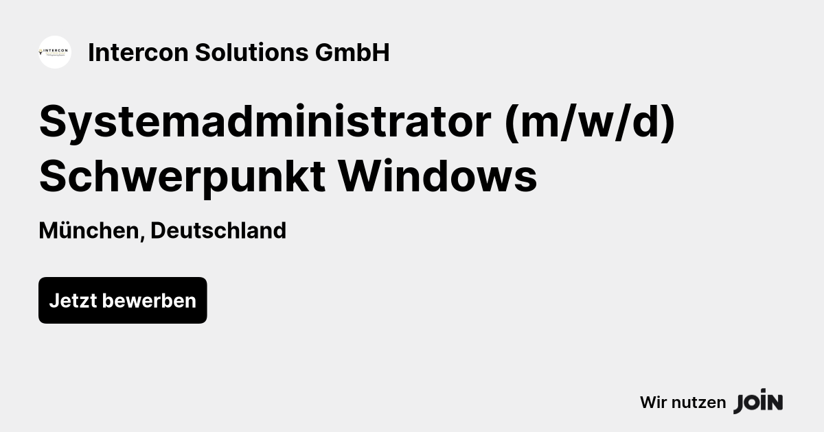 Intercon Solutions (München): Systemadministrator (m/w/d) Schwerpunkt ...