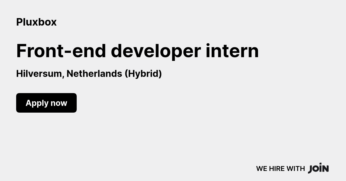 Pluxbox (Hilversum): Front-end developer intern