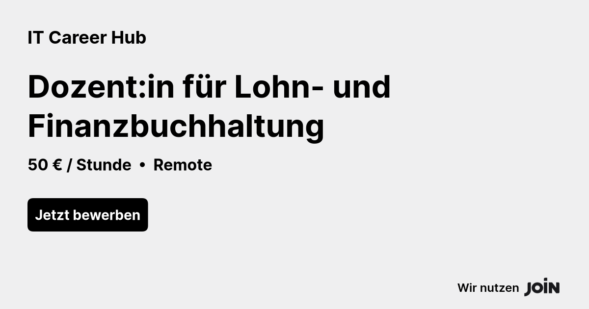 IT Career Hub (Remote): Dozent:in für Lohn- und Finanzbuchhaltung