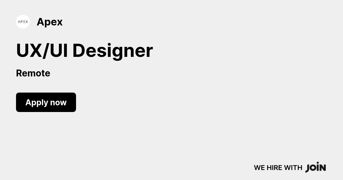 Apex (Remote): UX/UI Designer
