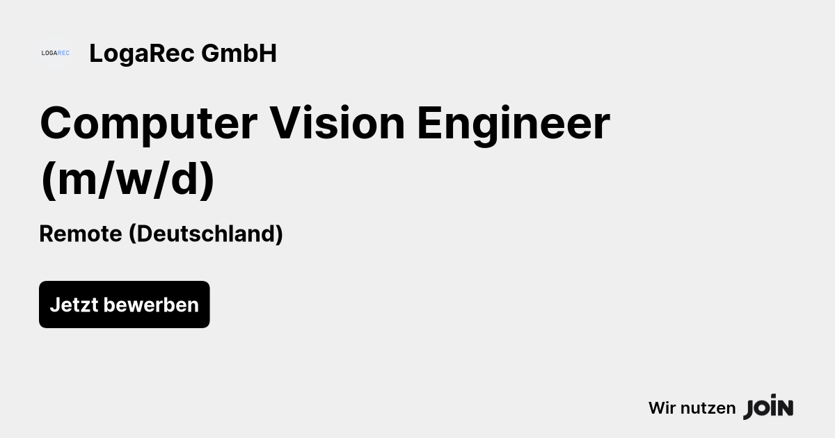 LogaRec (Remote): Computer Vision Engineer (m/w/d)