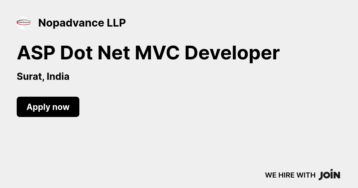 Nopadvance LLP (Surat): ASP Dot Net MVC Developer