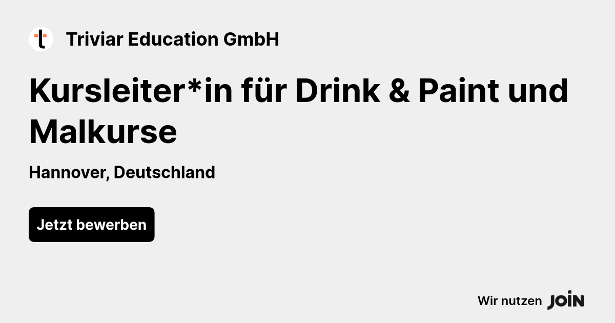 Triviar Education (Hannover): Kursleiter*in für Drink & Paint und Malkurse