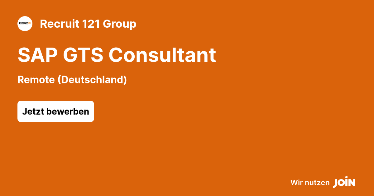 Recruit 121 Group (Remote): SAP GTS Consultant