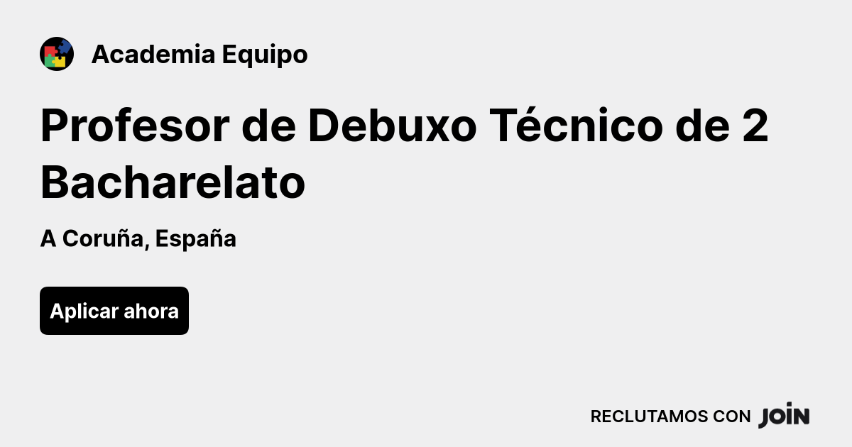 Academia Equipo (La Coruña): Profesor de Debuxo Técnico de 2 Bacharelato