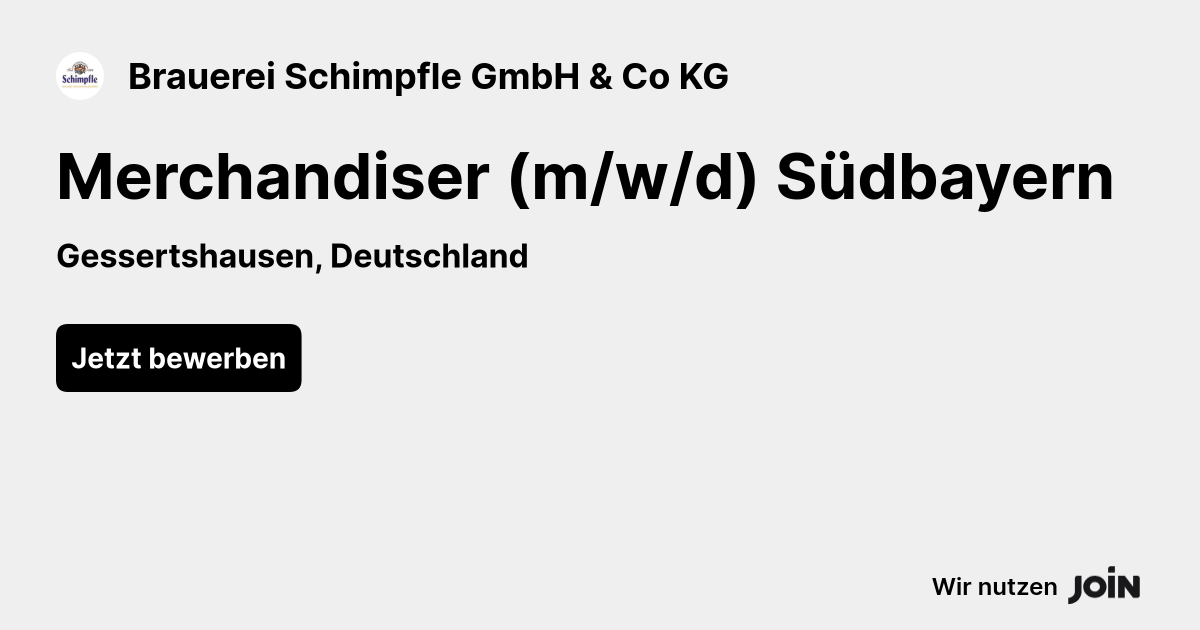 Brauerei Schimpfle GmbH & Co KG (Gessertshausen): Merchandiser (m/w/d) Südbayern
