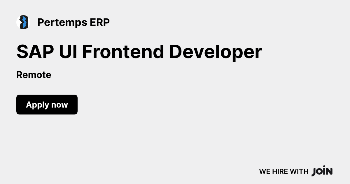 Pertemps ERP (Remote): SAP UI Frontend Developer