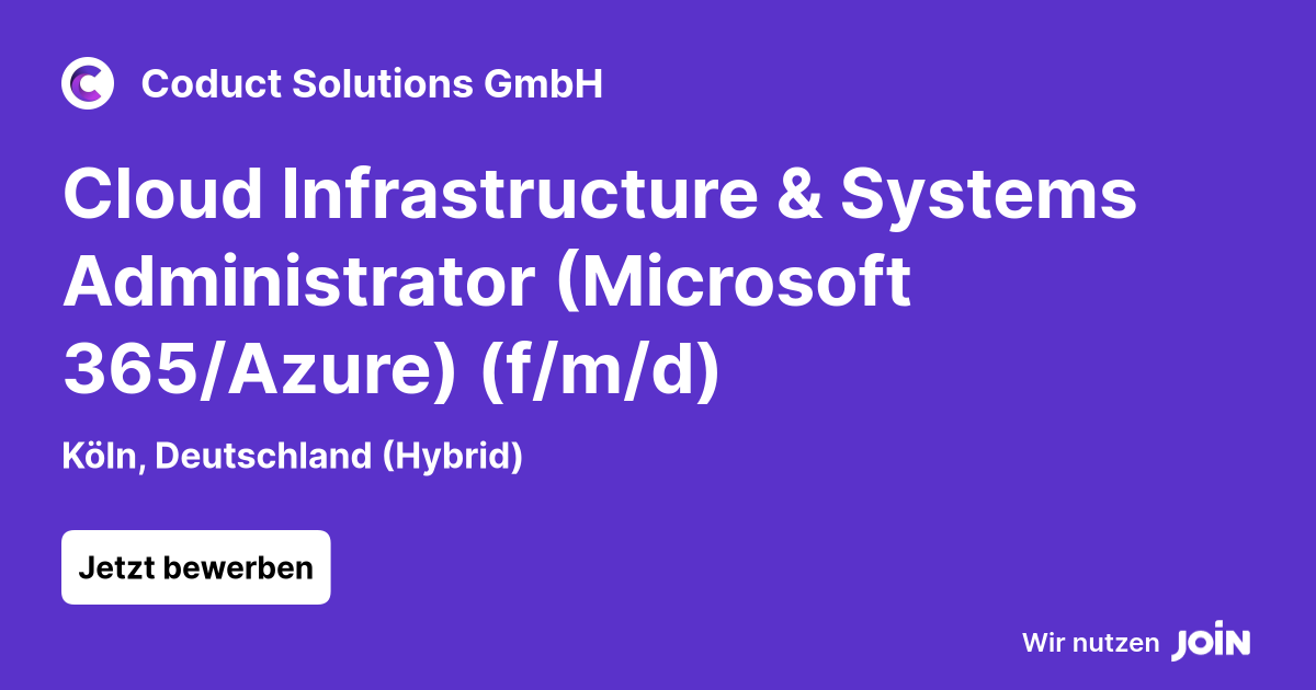 Coduct Solutions (Köln): Cloud Infrastructure & Systems Administrator ...