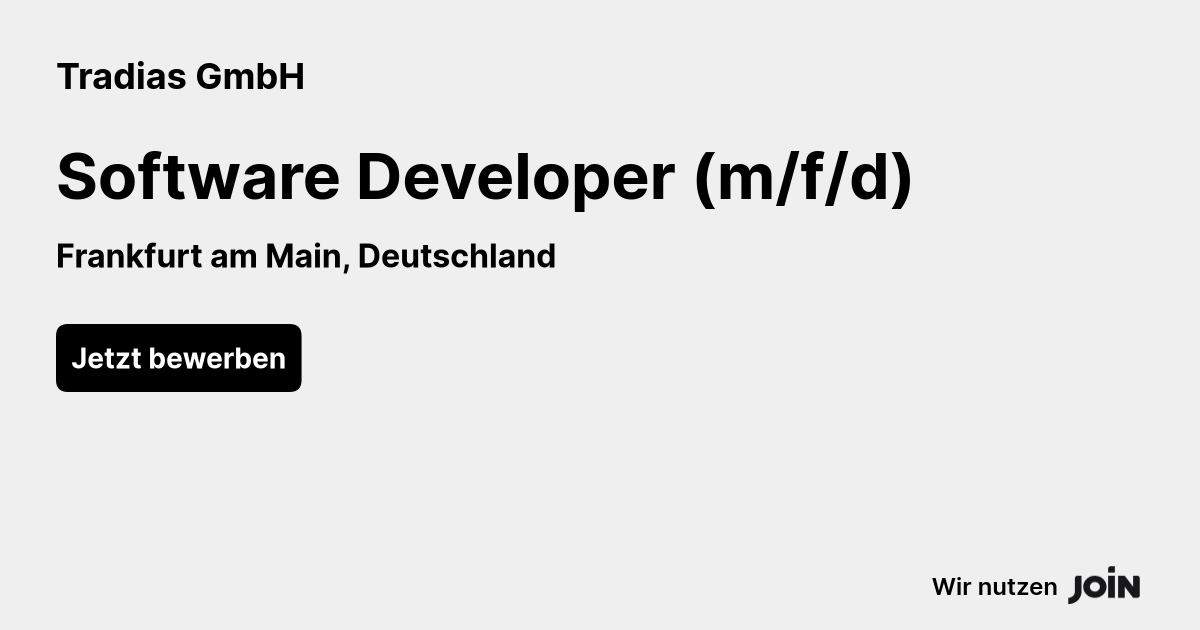 Tradias (Frankfurt am Main): Software Developer (m/f/d)
