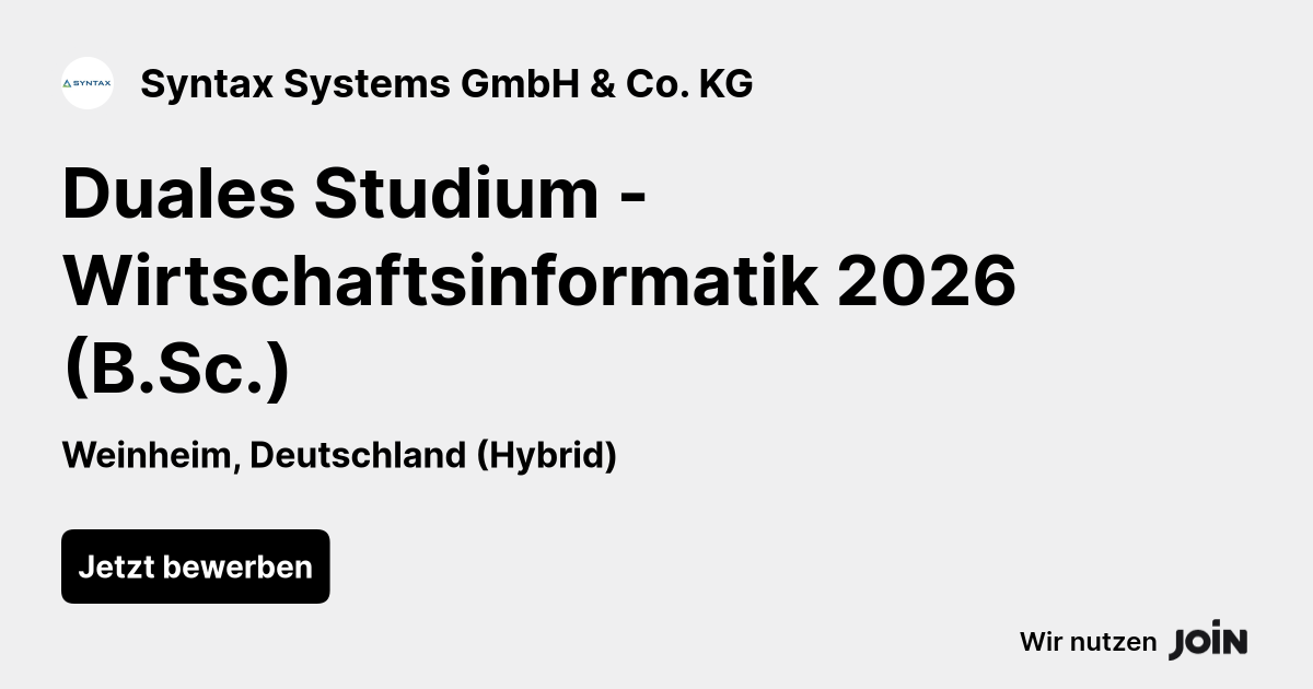 Syntax Systems GmbH & Co. KG (Weinheim): Duales Studium ...