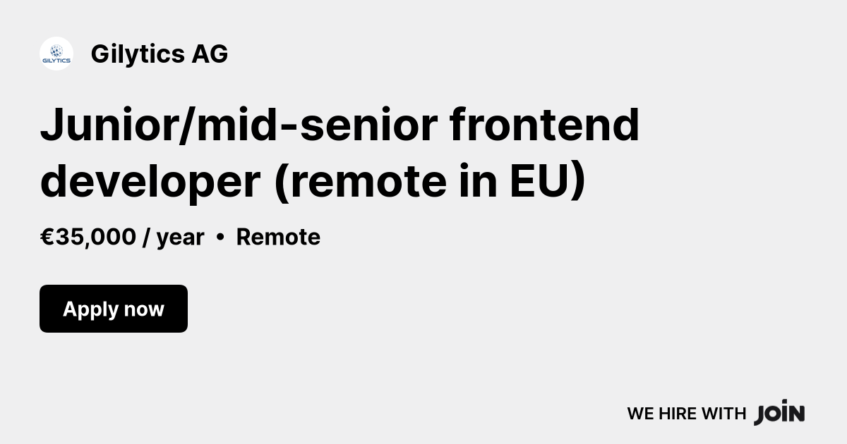 Gilytics (Remote): Junior/mid-senior frontend developer (remote in EU)