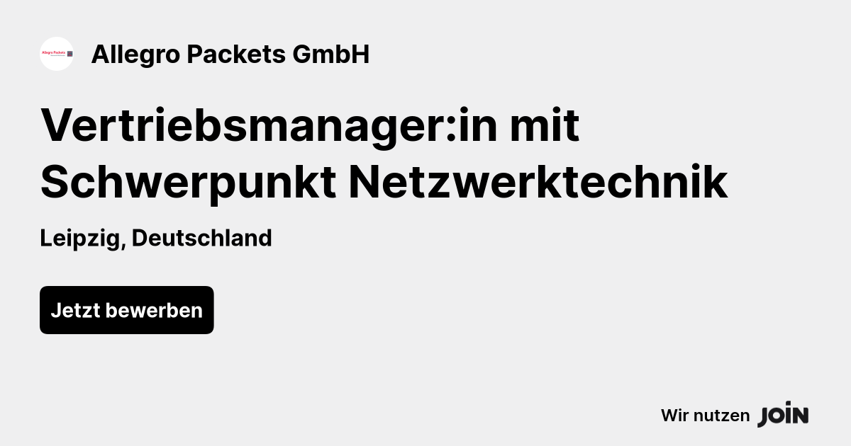 Allegro Packets (Leipzig): Vertriebsmanager:in mit Schwerpunkt ...
