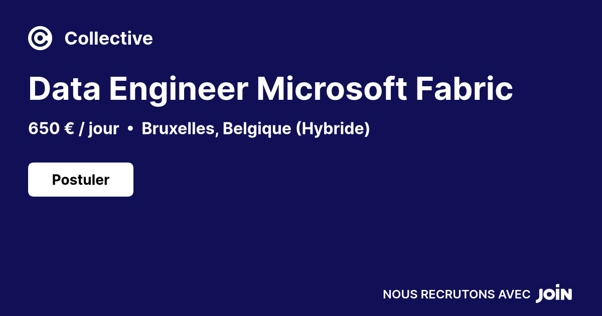 Collective (Bruxelles): Data Engineer Microsoft Fabric