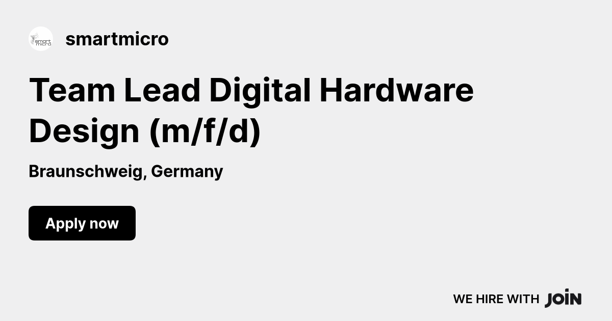 smartmicro (Braunschweig): Team Lead Digital Hardware Design (m/f/d)