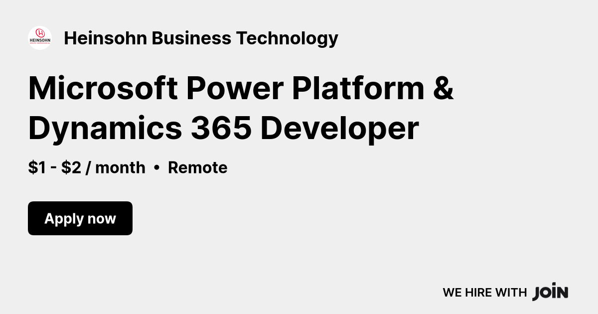 Heinsohn Business Technology (Remote): Microsoft Power Platform ...