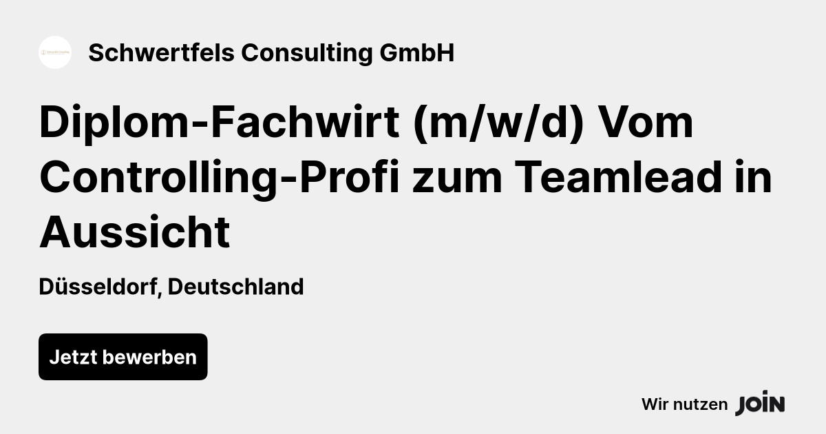Schwertfels Consulting (Düsseldorf): Diplom-Fachwirt (m/w/d) Vom ...