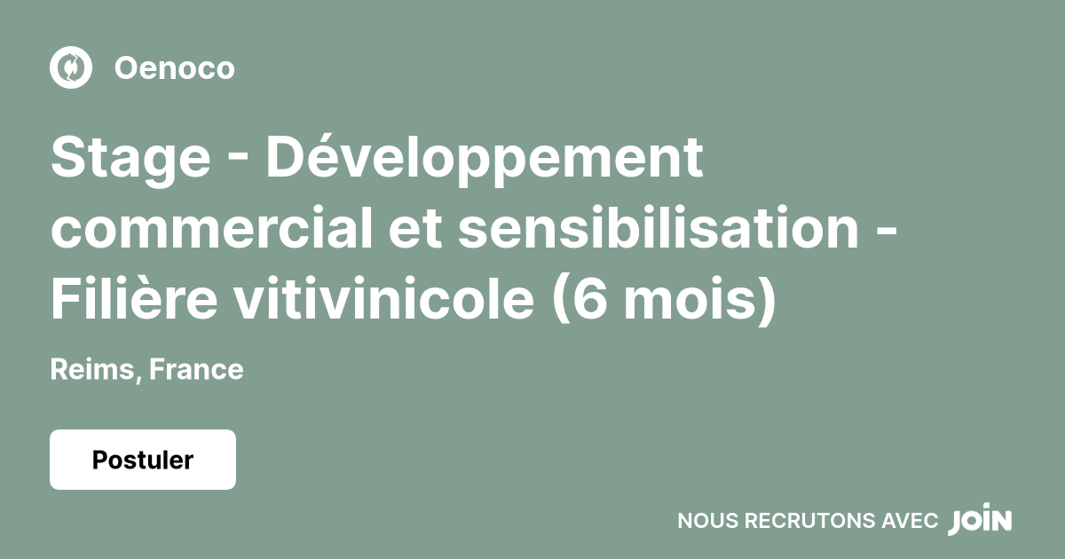 Oenoco (Reims): Stage - Développement commercial et sensibilisation ...