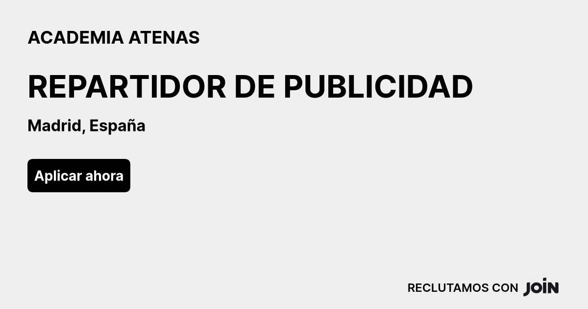 ACADEMIA ATENAS (Madrid): REPARTIDOR DE PUBLICIDAD