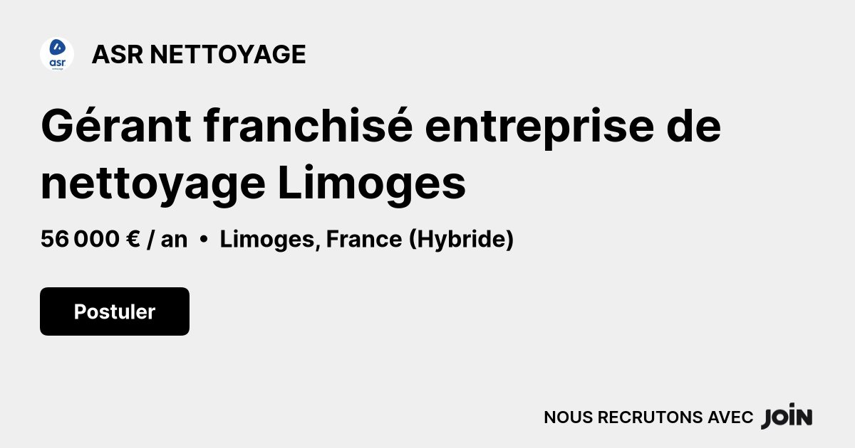 ASR NETTOYAGE (Limoges): Gérant franchisé entreprise de nettoyage Limoges