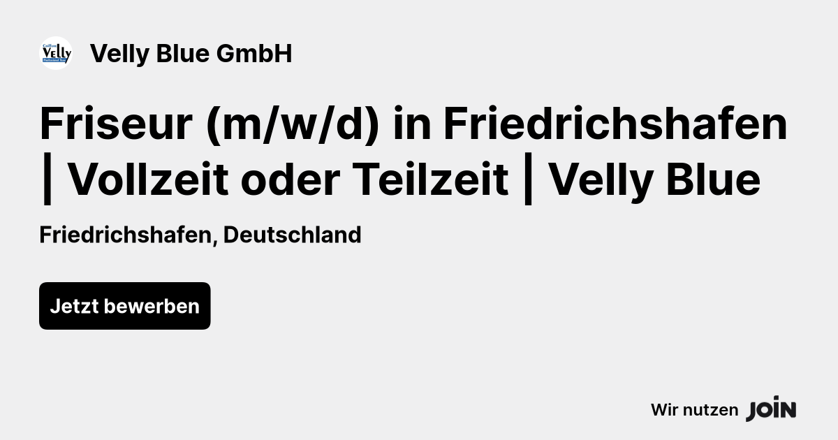 Velly Blue (Friedrichshafen): Friseur (m/w/d) in Friedrichshafen ...