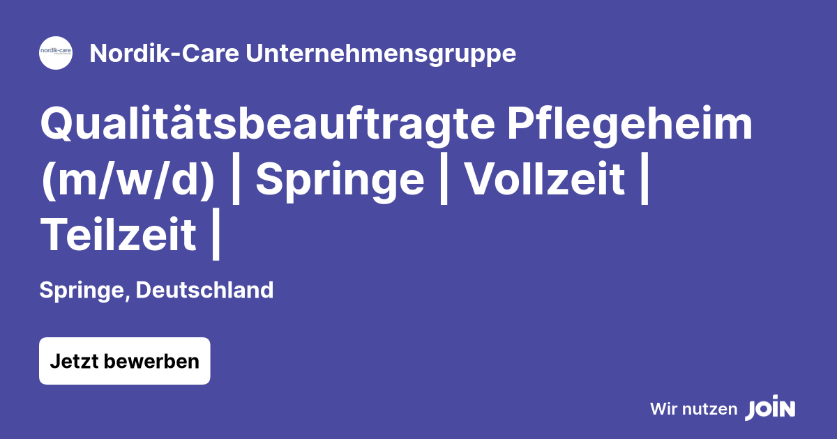 Nordik-Care Unternehmensgruppe (Springe): Qualitätsbeauftragte ...