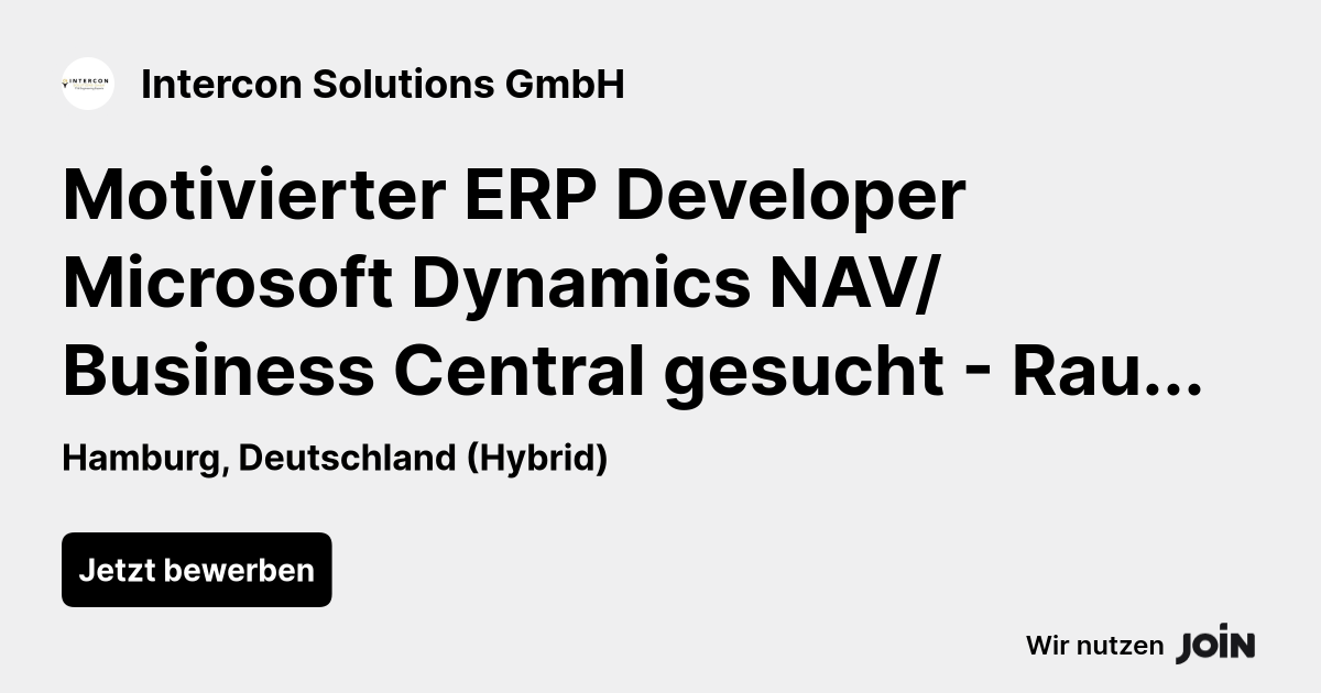 Intercon Solutions (Hamburg): Motivierter ERP Developer Microsoft ...