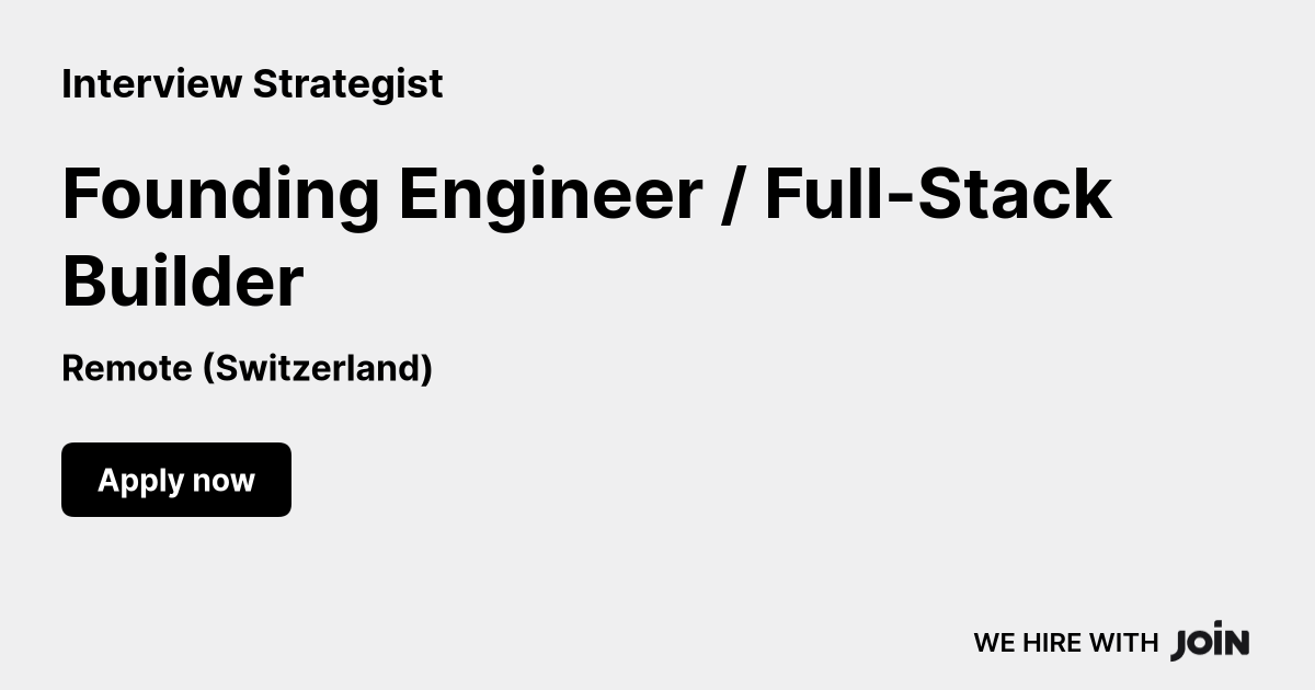 Interview Strategist (Remote): Founding Engineer / Full-Stack Builder