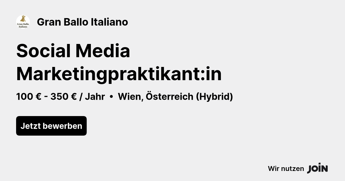Gran Ballo Italiano (Wien): Social Media Marketingpraktikant:in