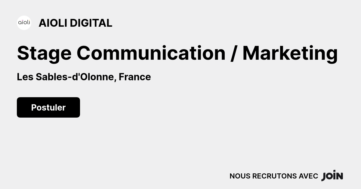 AIOLI DIGITAL (Les Sables-d'Olonne): Stage Communication / Marketing