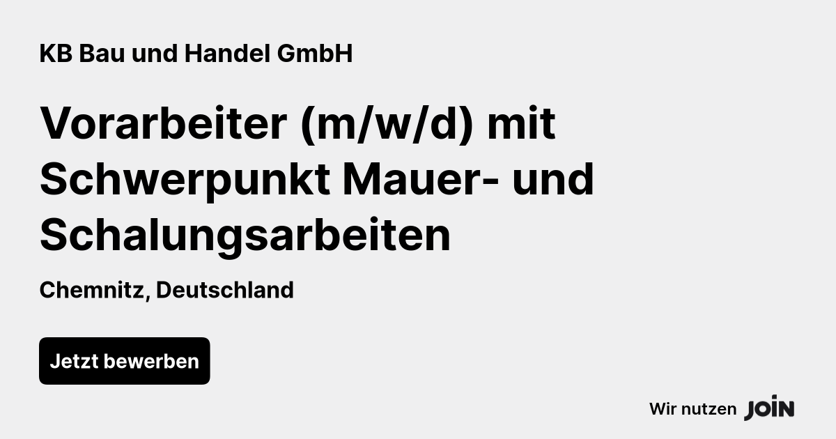 KB Bau und Handel (Chemnitz): Vorarbeiter (m/w/d) mit Schwerpunkt Mauer ...