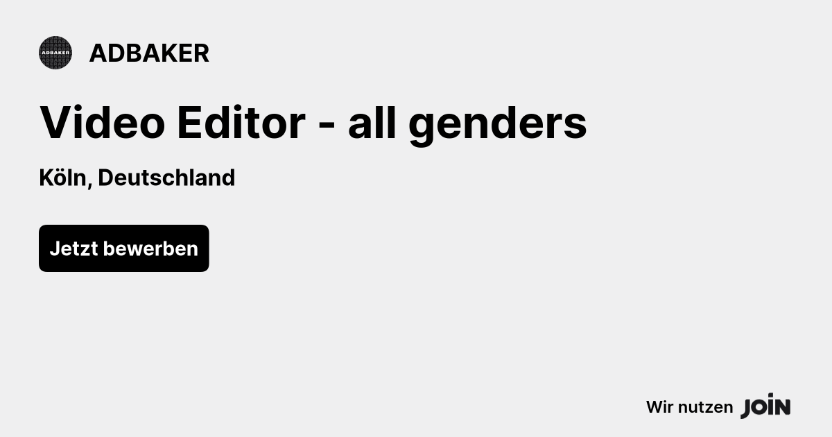 ADBAKER (Köln): Video Editor - all genders