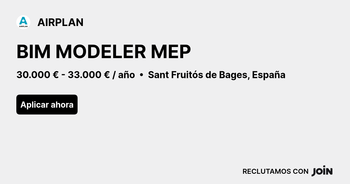 AIRPLAN (Sant Fruitós de Bages): BIM MODELER MEP