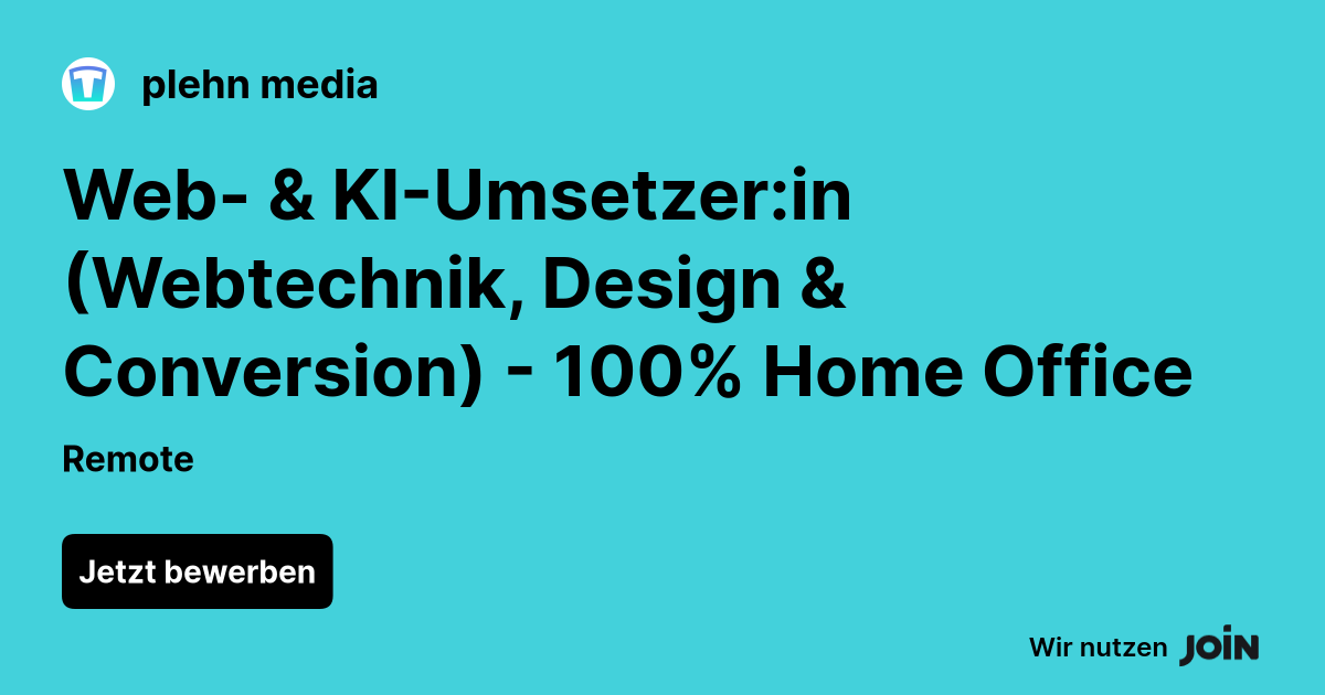 plehn media (Remote): Web- & KI-Umsetzer:in (Webtechnik, Design ...