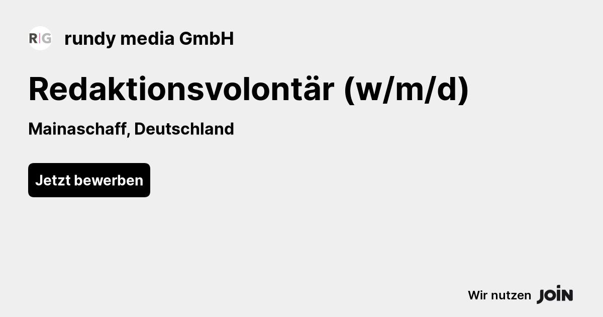 rundy media (Mainaschaff): Redaktionsvolontär (w/m/d)