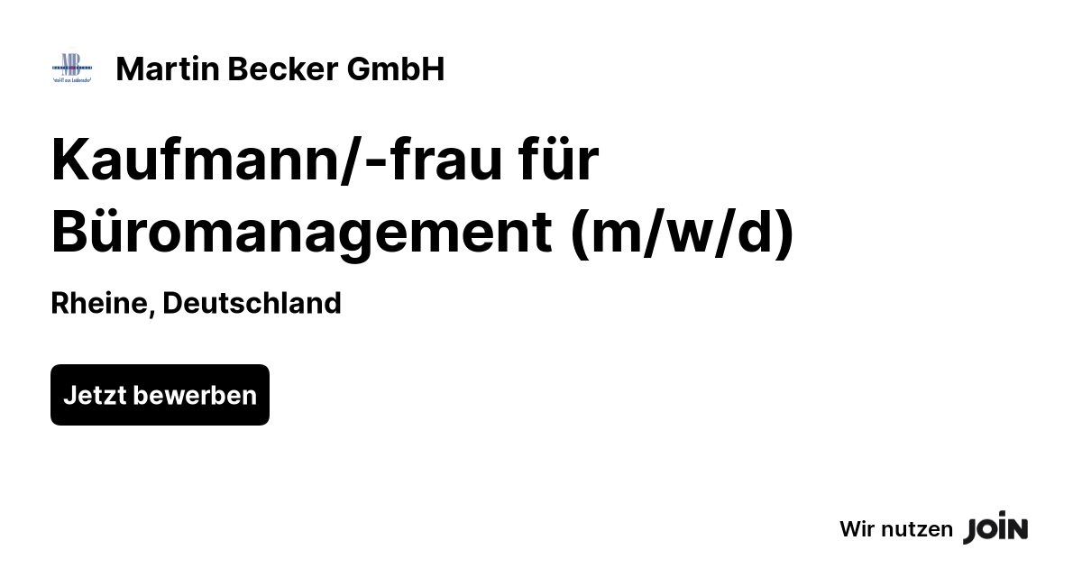 Martin Becker (Rheine): Kaufmann/-frau für Büromanagement (m/w/d)
