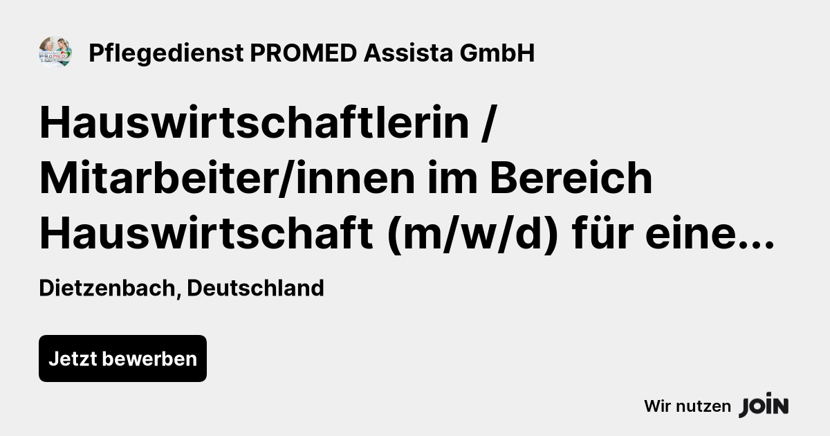 Pflegedienst PROMED Assista (Dietzenbach): Hauswirtschaftlerin ...