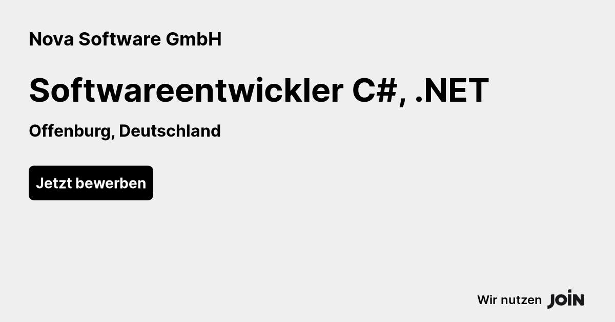 Nova Software (Offenburg): Softwareentwickler C#, .NET