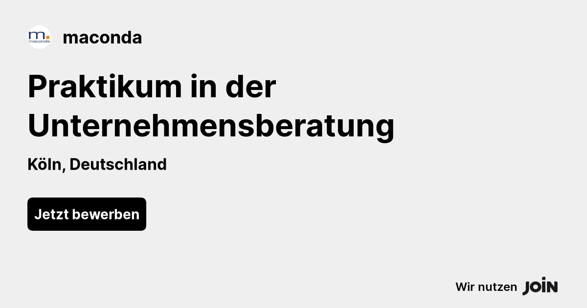 maconda (Köln): Praktikum in der Unternehmensberatung