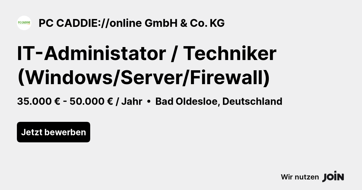 PC CADDIE://online GmbH & Co. KG (Bad Oldesloe): IT-Administator ...