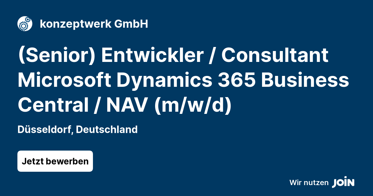konzeptwerk (Düsseldorf): (Senior) Entwickler / Consultant Microsoft ...