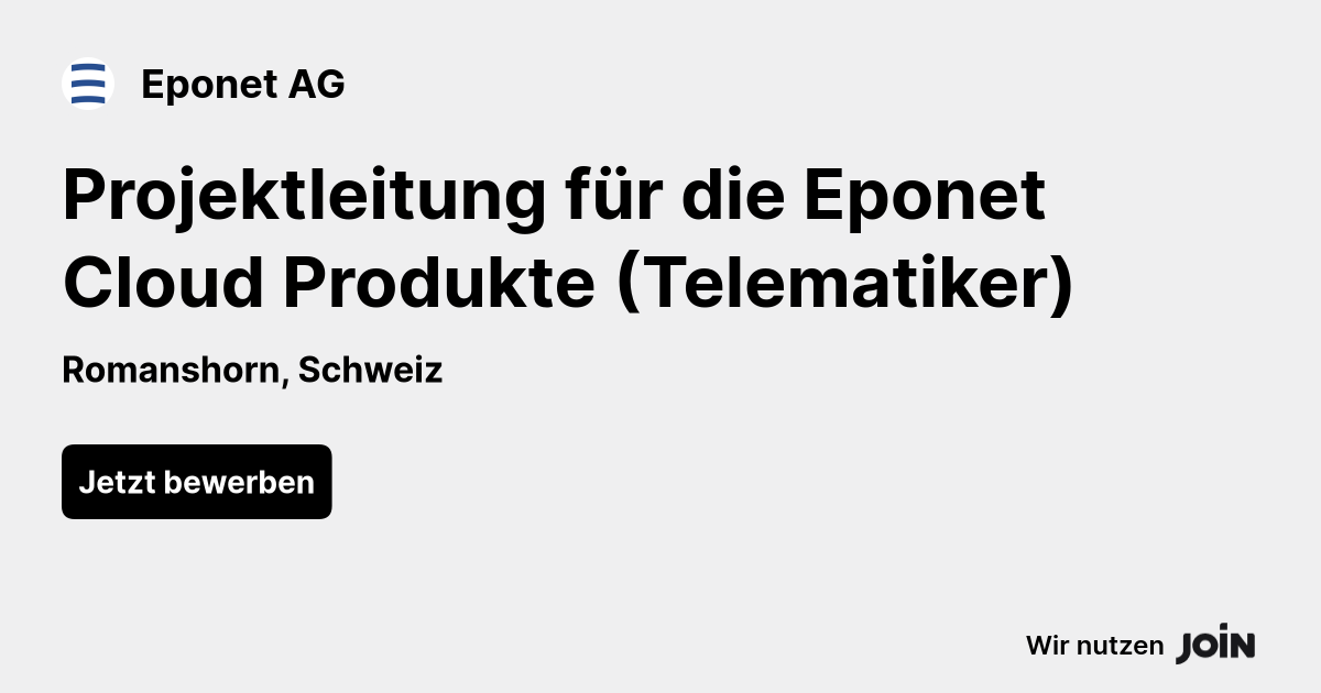 Eponet (Romanshorn): Projektleitung für die Eponet Cloud Produkte ...