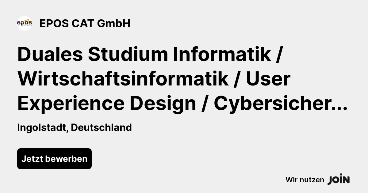 EPOS CAT (Ingolstadt): Duales Studium Informatik ...