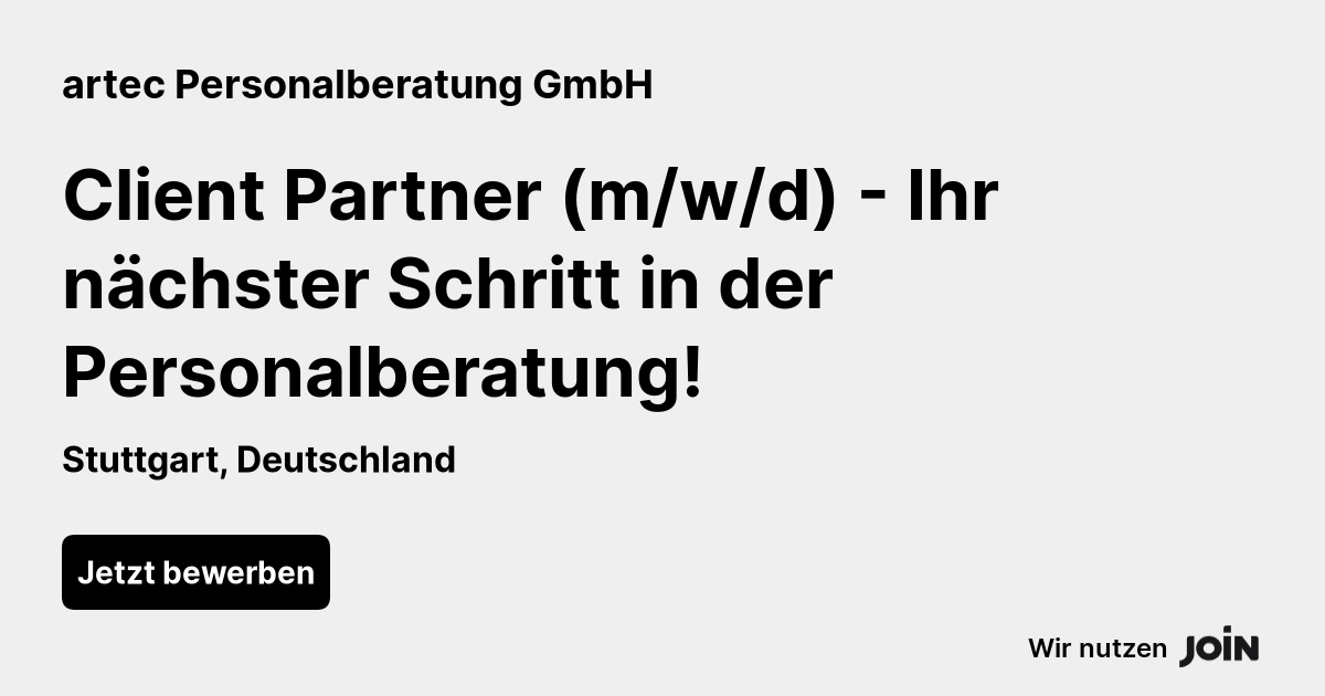 artec Personalberatung (Stuttgart): Client Partner (m/w/d) - Ihr ...