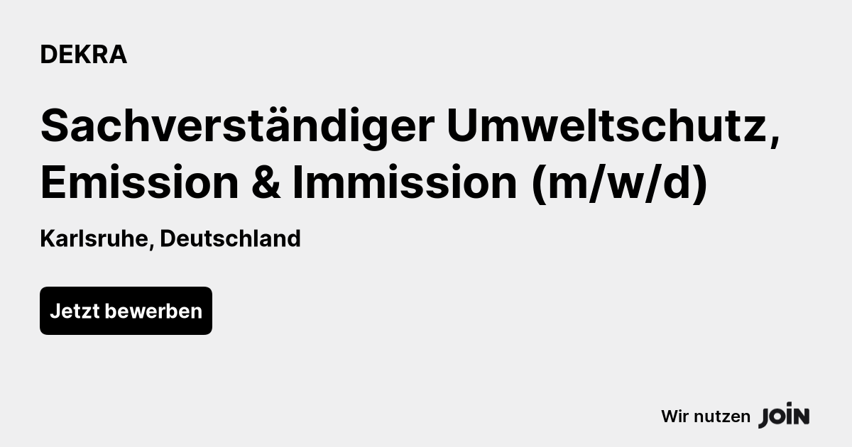DEKRA (Karlsruhe): Sachverständiger Umweltschutz, Emission & Immission ...